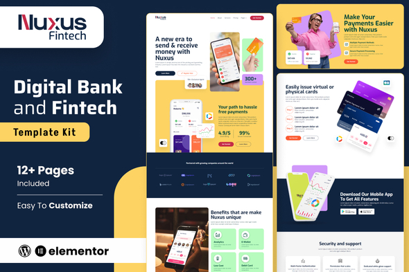 Nuxus - Online Payment Gateway Elementor Template Kit | Graphicfort